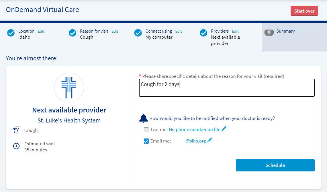St Lukes Mychart On Demand Virtual Care Access Steps